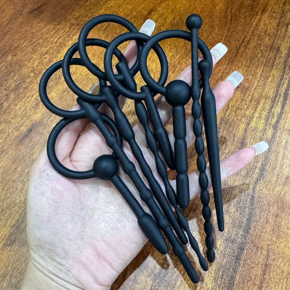 8pcs Male Silicone Sounding Urethral Plug Penis Dilator Stretcher Men ...
