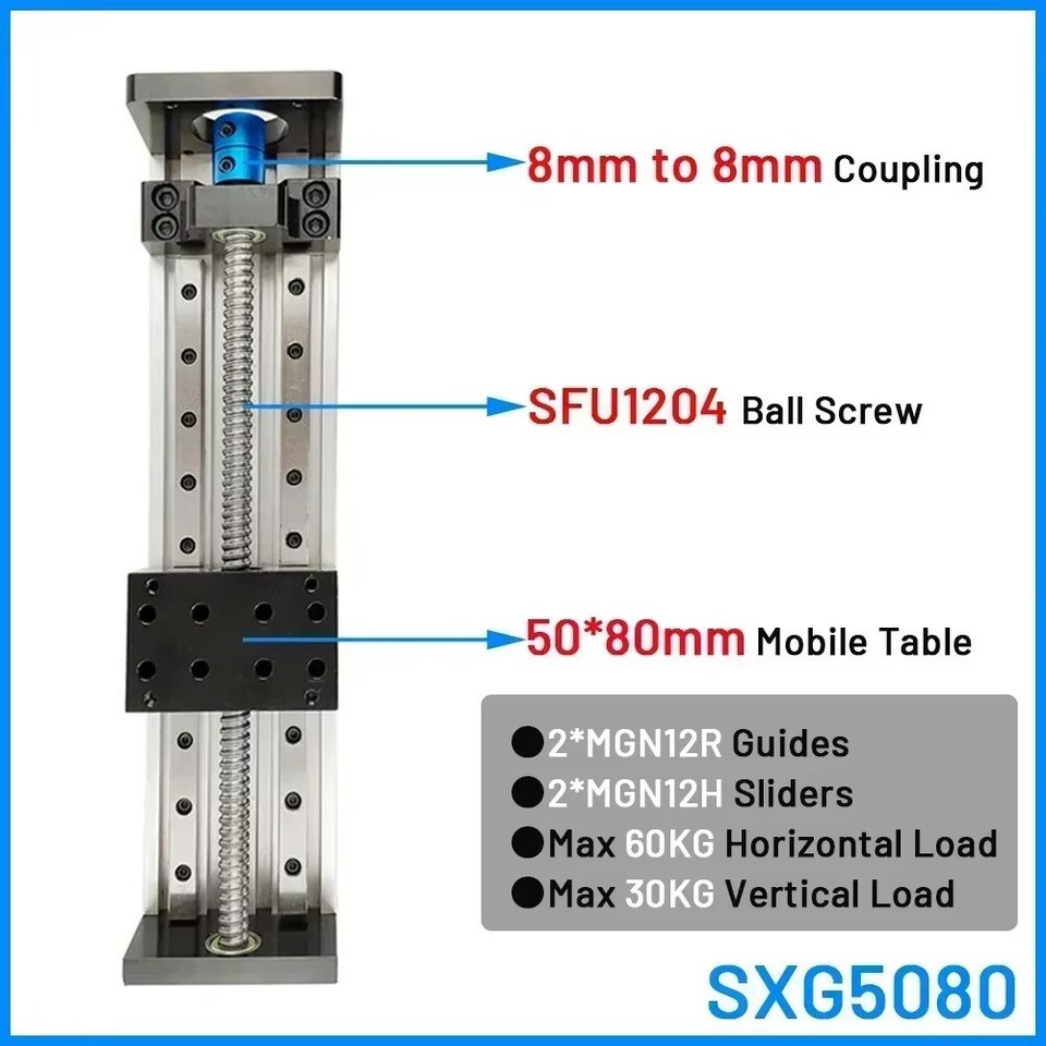 Double Guides Linear Slide Stage 2pcs*MGN12R sliders Ball screw Module ...