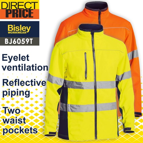 Bisley Workwear Hi Vis Safety Soft Shell Jacket Taped BJ6059T | eBay ...