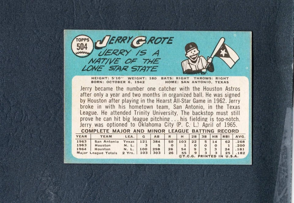 1965 Topps Card # 504 Jerry Grote in Sharp ExMt+ condition | eBay