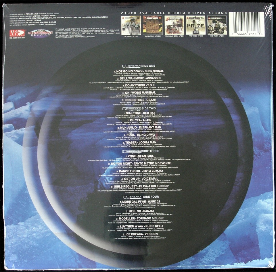 RIDDIM DRIVEN "ICE BREAKA" 2005 2X LP COMPILATION SEAN PAUL, LOOGA MAN ...