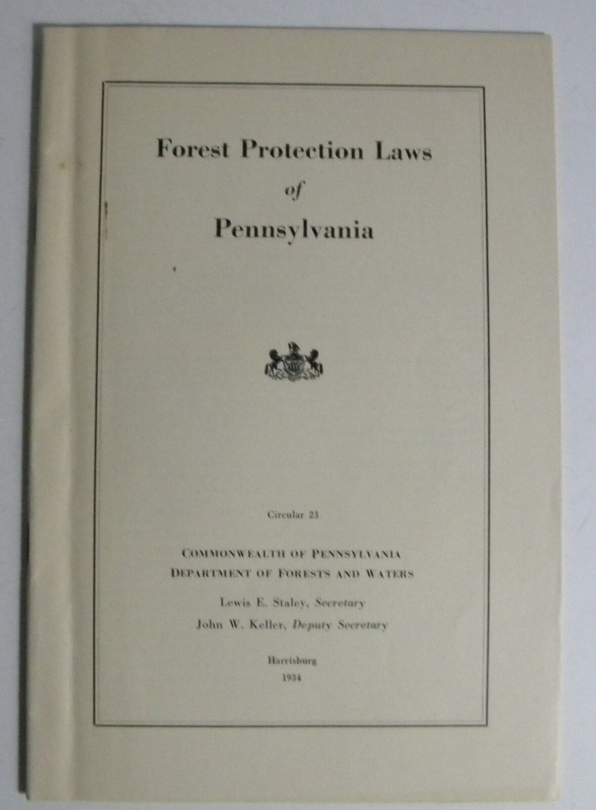1934 Forest Protection Laws of Pennsylvania Circular 23 PA Dept Forest ...