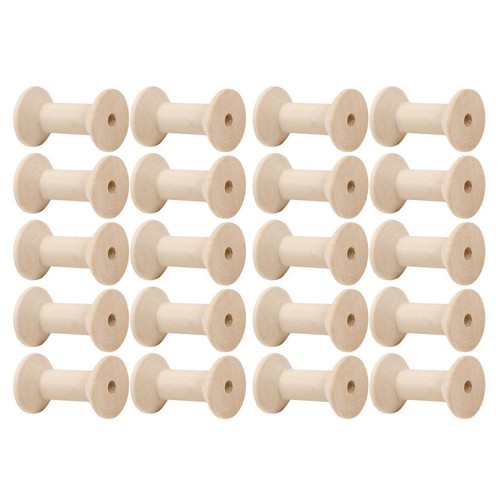 20x Wooden Bobbins Thread Spools Sewing Storage Needlework DIY String ...