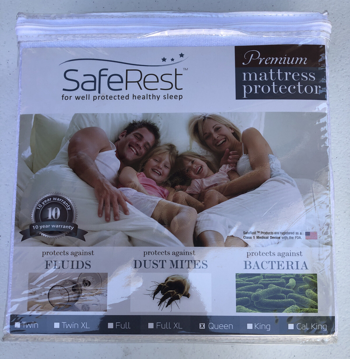 SafeRest Premium Hypoallergenic Waterproof Mattress Protector - Queen ...