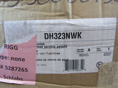 Eaton NSB DH323NWK Heavy Duty Safety Switches DH 3P 100A 240V 50/60Hz 3Ph EA NEM | eBay