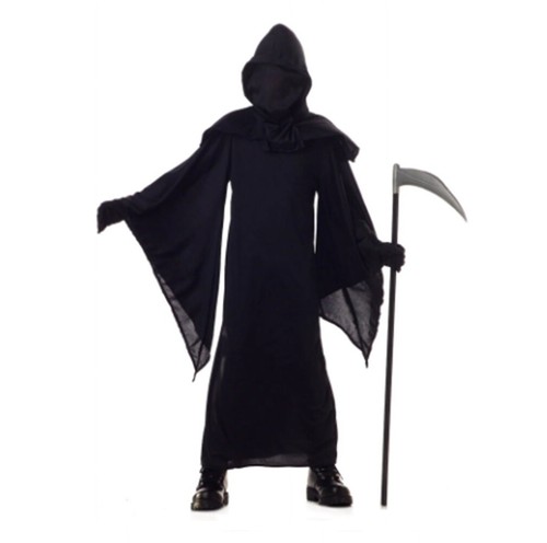 Grim Reaper - Hooded Horror Robe - Black - Costume - Child - 3 Sizes | eBay