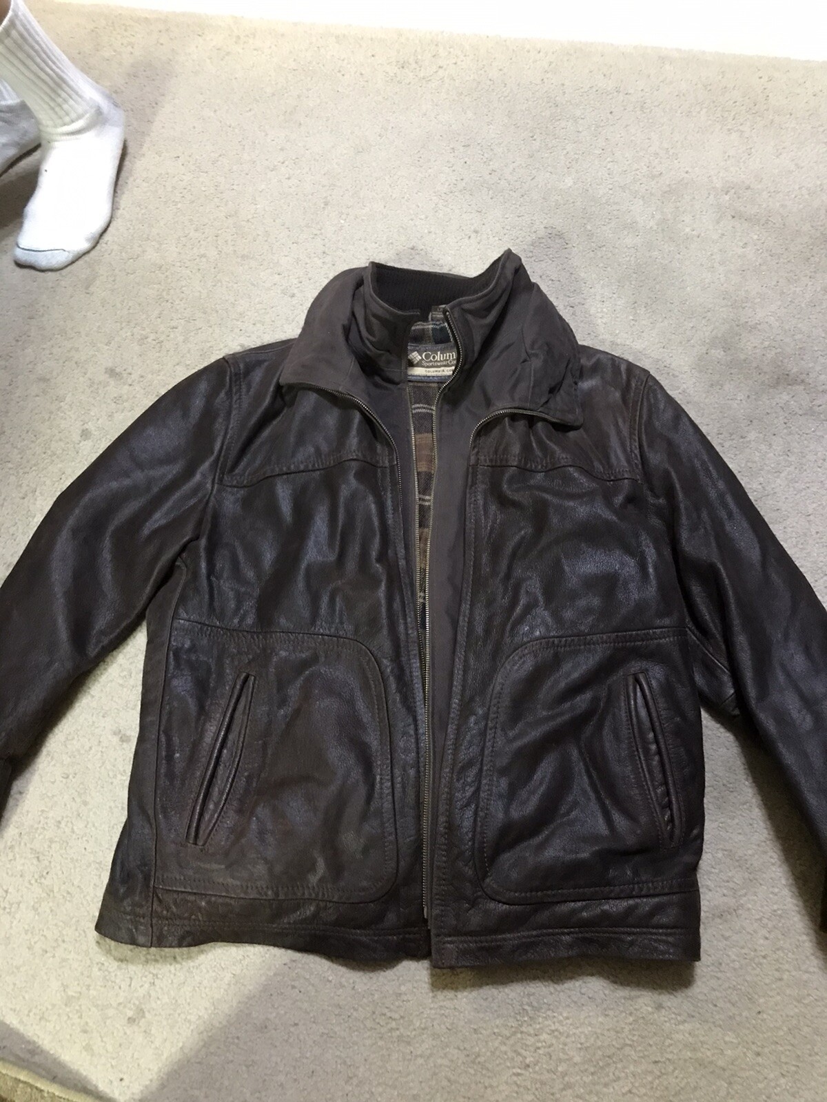 Columbia Sportswear Mens Leather Bomber Jacket Lined … - Gem