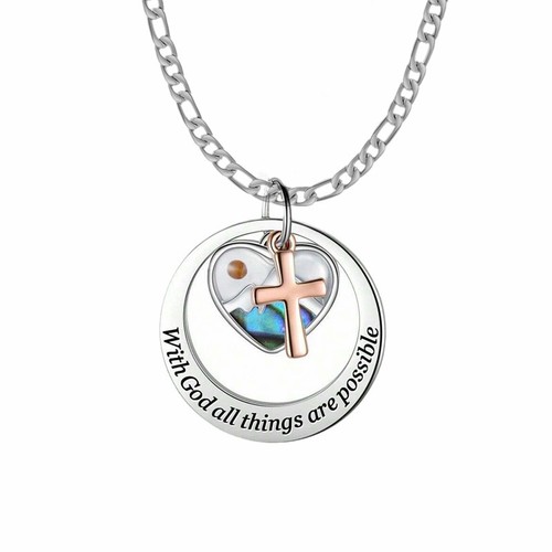 Mustard Seed Faith Necklace With God All Things are possible Cross ...