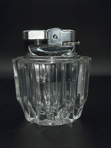 Prince Crystal Clear Glass Table Lighter Hoya Japan Faceted Working ...