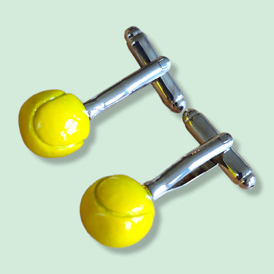 Cufflinks - Genuine Silver-Plated Tennis Ball Shaped Cufflinks - Made ...