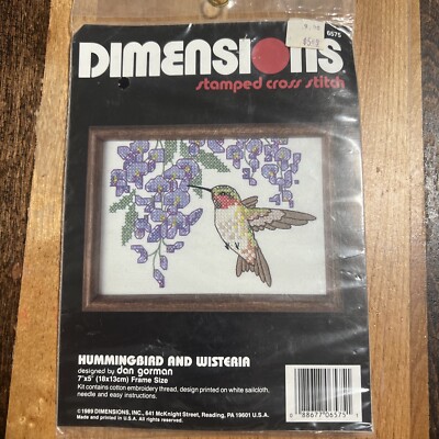 Dimensions Hummingbird & Wisteria Counted Cross Stitch New never opened ...