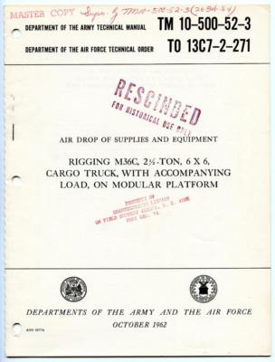 1962 Vietnam War Technical Manual Book Airdrop Rigging M36C 6X6 2 1/2 ...