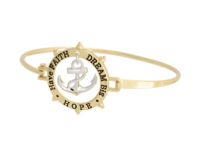 Dangling Anchor Have Faith Dream Big Hope Goldtone Bangle Bracelet ...
