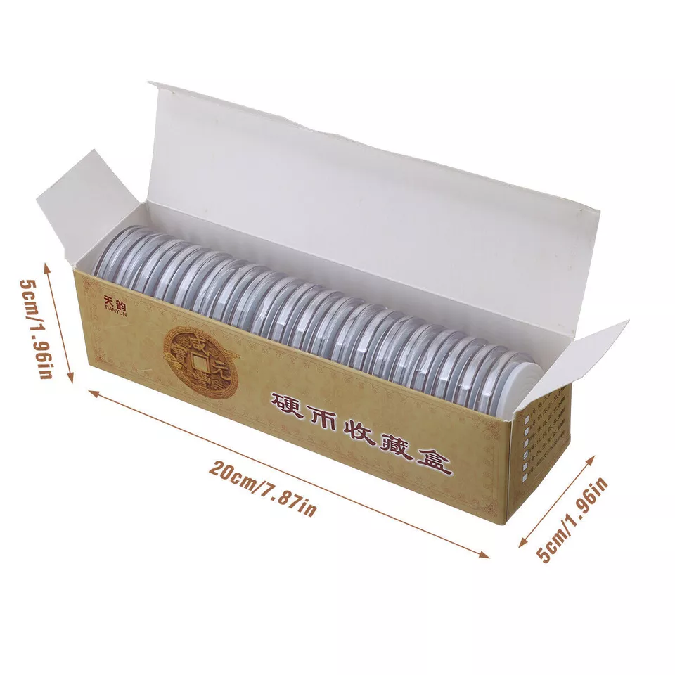20Pcs 46mm Clear Plastic Round Coin Cases Capsules Container Holder ...
