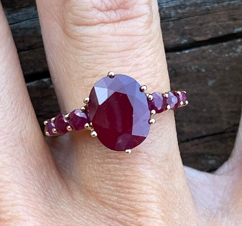 Natural Ruby Gemstone Ring 925 Sterling Silver gold Plated Ring For ...