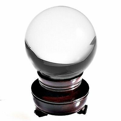 8in" 200mm Clear Quartz Crystal Ball With Wood Stand -TOP USA SELLER | eBay