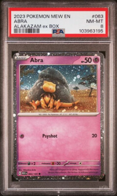 SWIRL PSA 8 NM MINT 2023 Pokemon Mew EN-151 ABRA #063 Holo Alakazam ex ...