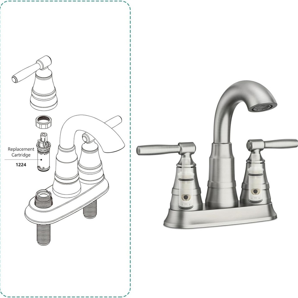 New Professional 2 Pack Faucet Cartridge Replacement For Moen 1224 Two ...