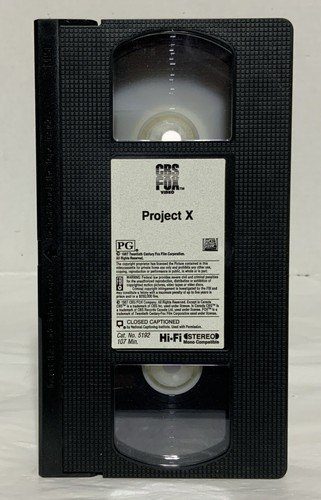 Project X (VHS, 1989) TAPE ONLY 86162519239| eBay