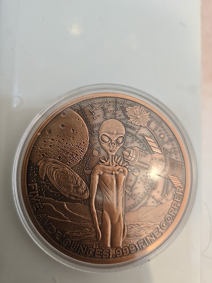 5 Oz Copper Medal.999 Alien Colorized Reverse Proof Glow in Dark | eBay