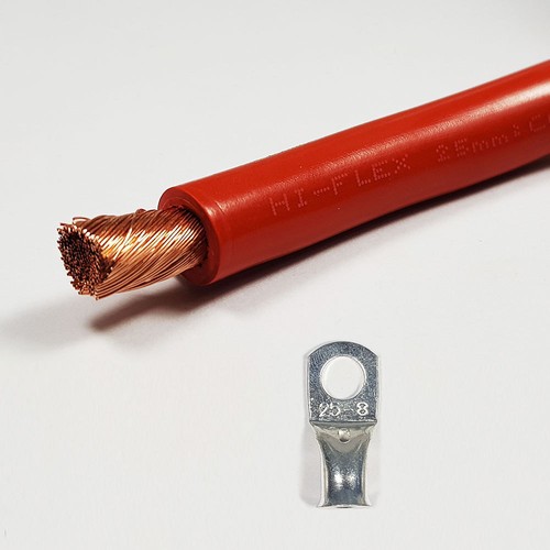 25mm2 Red Battery Welding Cable 170 A Amps PVC Flexible FREE LUG PER ...