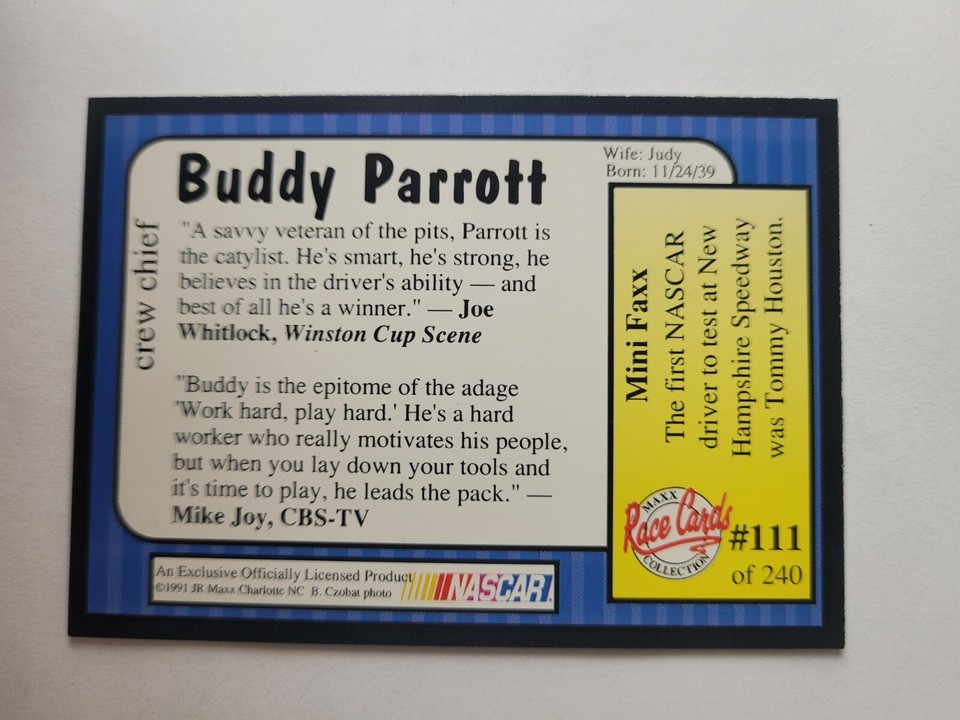 1991 Maxx Collection Buddy Parrott #111 | eBay