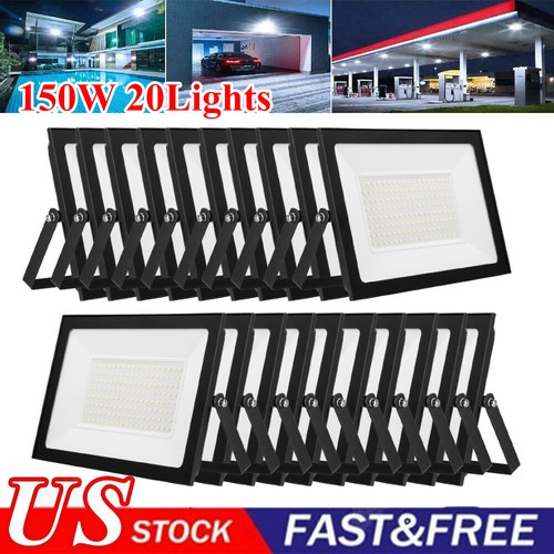 20x 150W LED Flood Light Outdoor Spotlight Cool White Garden Security ...