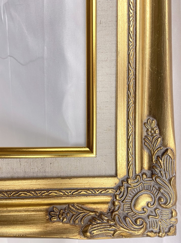 Antique Gold Ornate Baroque Wood Picture Frame Linen Liner 3" Wide | eBay