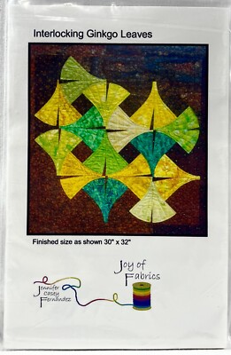 NEW 2006 Joy Of Fabrics Sewing Pattern Interlocking Ginkgo Leaves Quilt ...