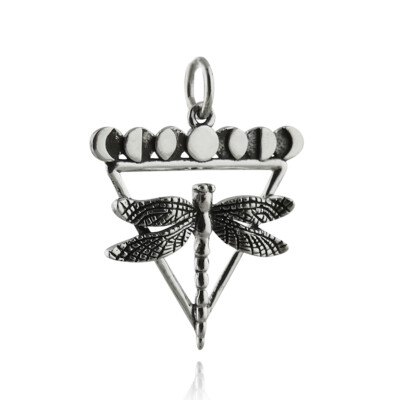 Dragonfly Charm with Moon Phases - 925 Sterling Silver Triangle ...
