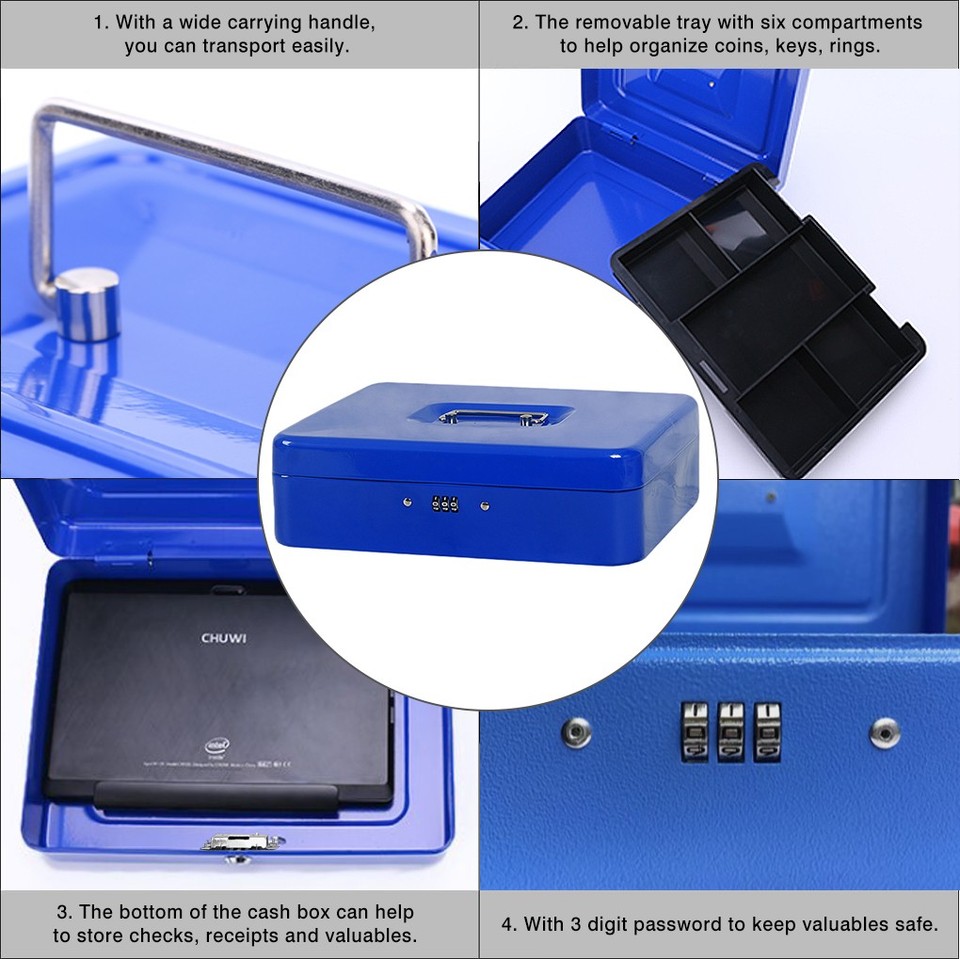XL Lockable Cash Box Deposit Slots Jewelry Cash Money Box Safe ...