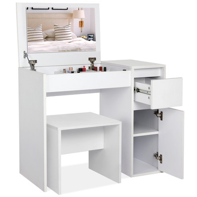 Dressing Table with drawers Mirror Stool Set Bedroom Makeup Desk Vanity ...