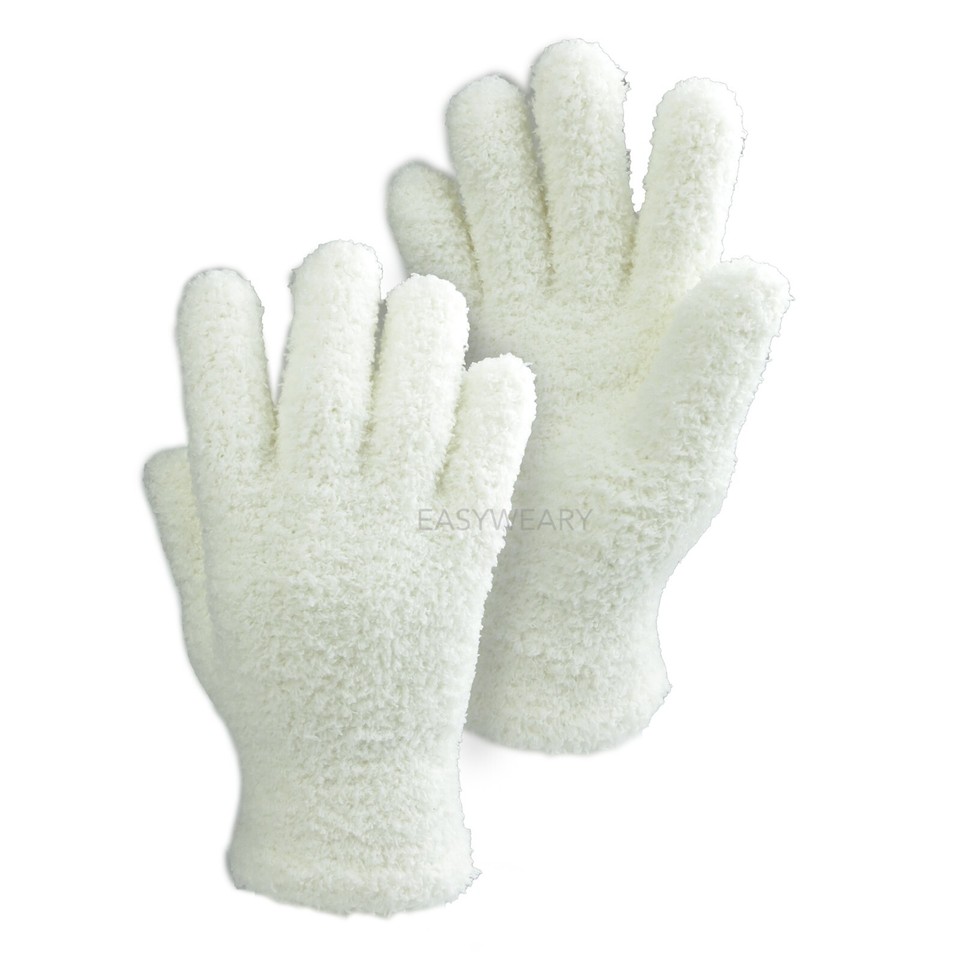 Mens Womens Winter Thermal Fuzzy Gloves Mittens Soft Warm Stretch Knit ...