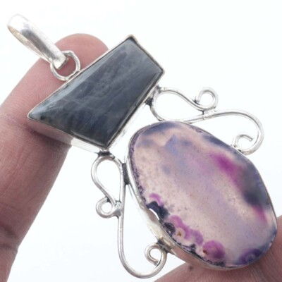 Fluorite, Labradorite Ethnic Handmade Gemstone Pendant Gift Jewelry 2.7 ...