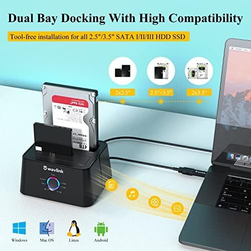 Dual Bay USB 3.0 SATA Hard Drive Enclosure with Cloning and UASP ...