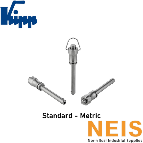 KIPP Ball Lock Pins Self-Locking Recessed S.Steel Metric (Form/Dia/L ...