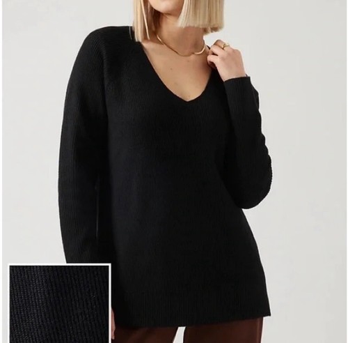 XS Athleta Hanover V Neck Sweater Black NWT | eBay
