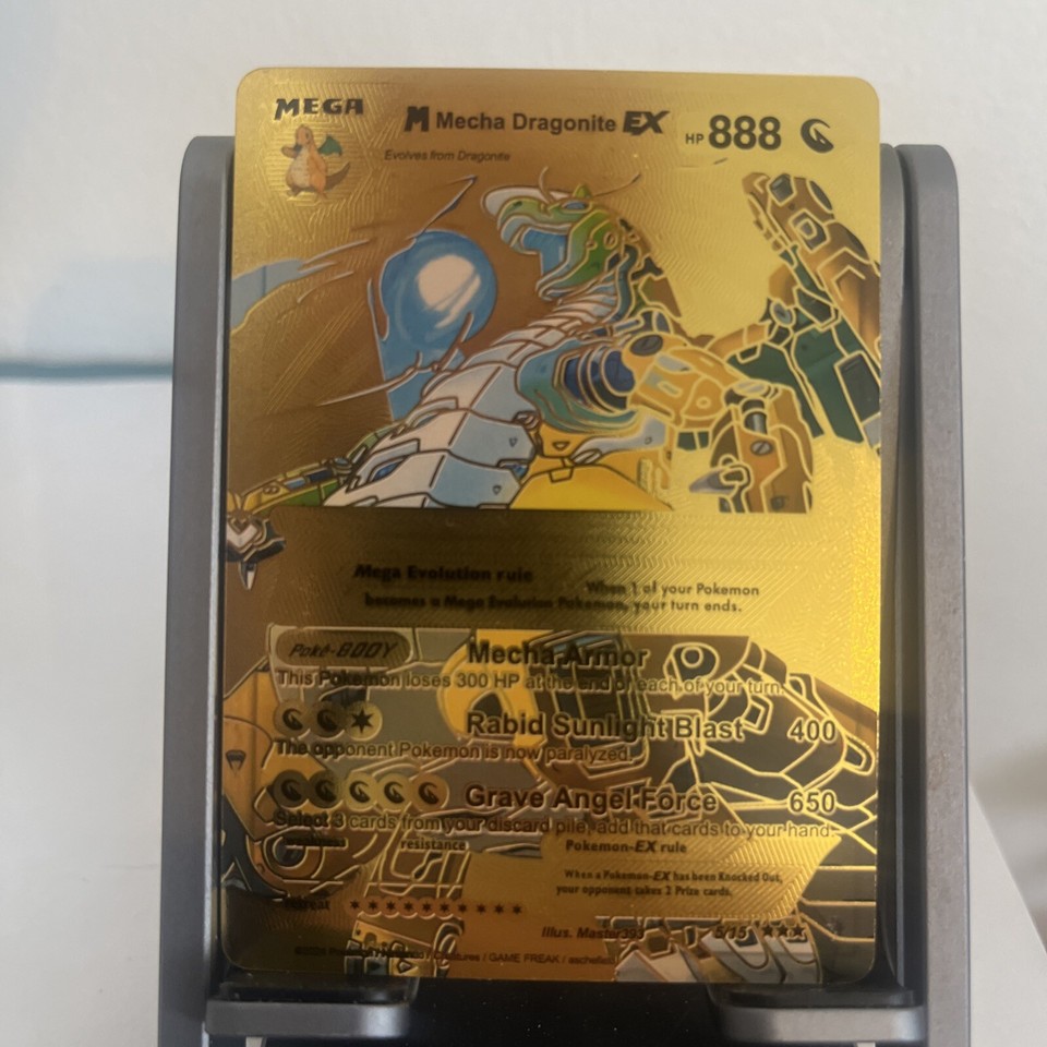 Pokémon Mega Mecha Dragonite Ex Hp 888 5/15 Gold Fan Art Display Card 2024 | eBay