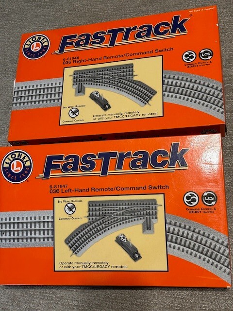 LIONEL FASTRACK 81946 81947 REMOTE 0-36 RIGHT & LEFT HAND SWITCHES TMCC ...