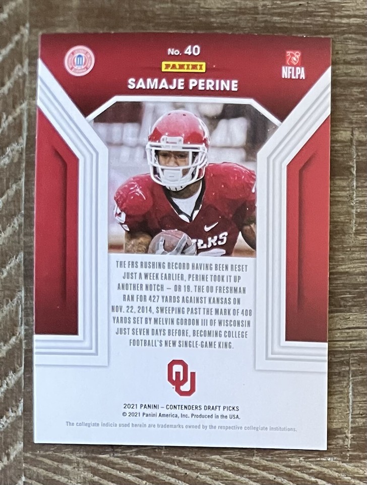 Samaje Perine Playing the Numbers Game 2021 Contenders Insert ...
