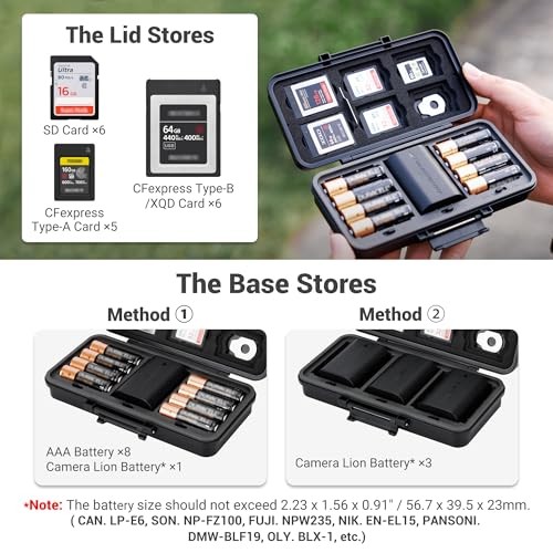 Camera Battery & SD Card Case for 3 Camera Batteries, 6 For Camera ...
