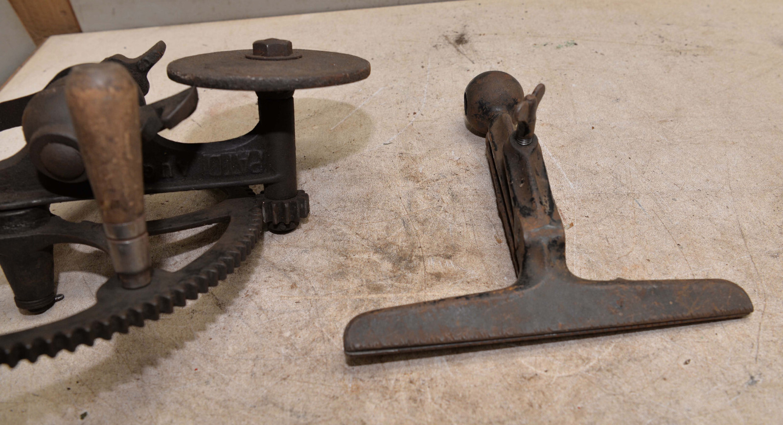 2 knife maker bench tools Fowler 1895 grinder swivel sheet metal bender ...