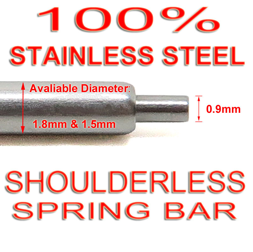 16mm ~ 22mm SHOULDERLESS Spring Bar Pin 0.9mm Tip for Drilled Pierce ...