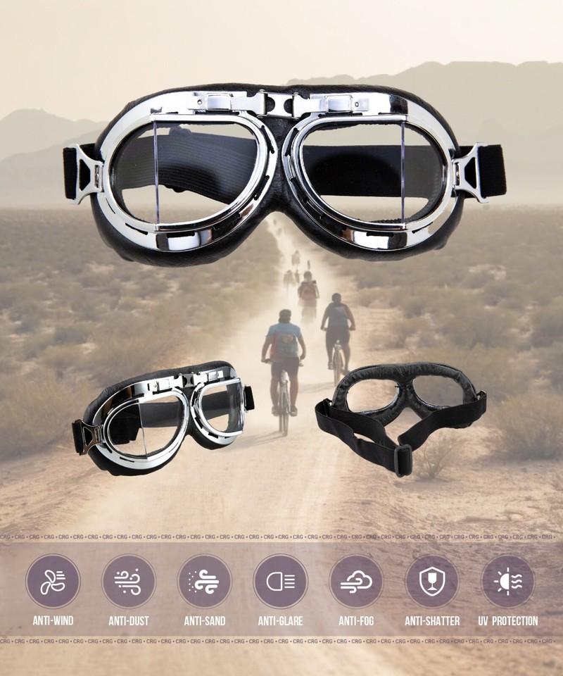 New CRG Vintage Bike Aviator Pilot Motorcycle Cruiser Scooter Goggles ...