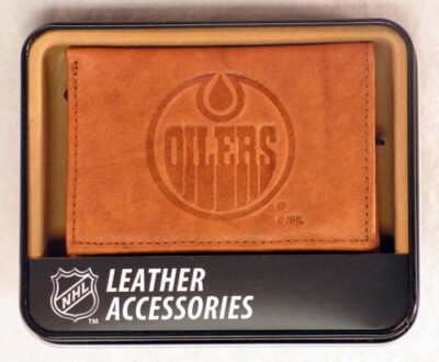 Edmonton Oilers NHL Embossed Brown Leather Trifold Wallet | eBay