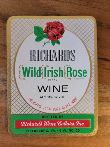 RICHARDS WILD IRISH ROSE WINE LABEL | eBay