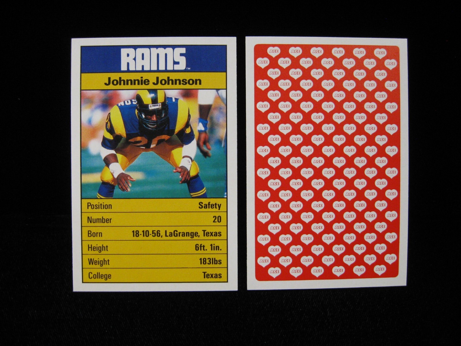1988 Johnnie Johnson Los Angeles Rams "Ace Fact Pack" United Kingdom ...