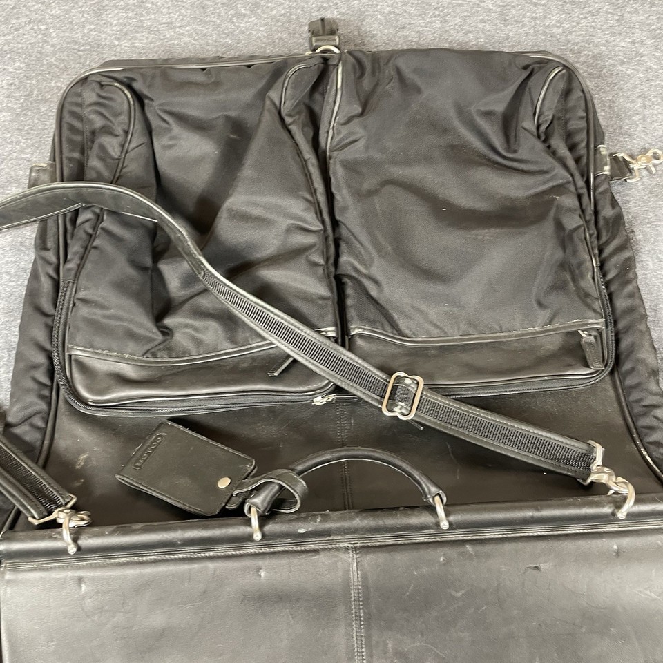 Vtg Coach Folding Garment Bag Black Leather Nylon Locking Classic ...