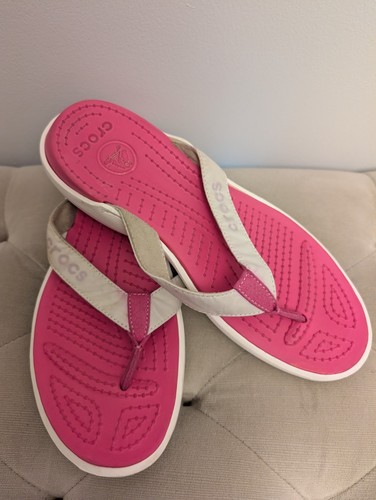 Crocs Sandals Womens Lite Ride Thong Flip Flop Black Rubber Casual Pink ...