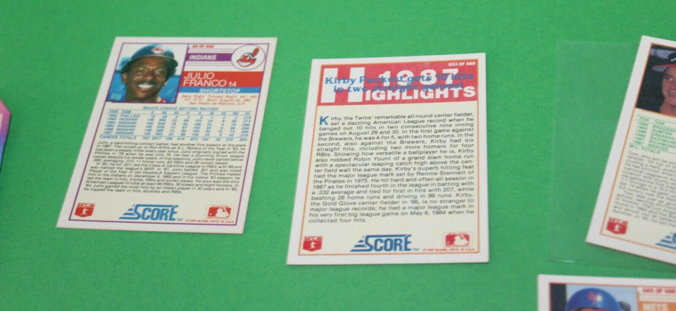 MLB Score 1988 Baseball Vintage Sports Trading 6 Cards | eBay